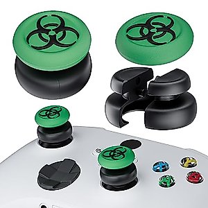 PlayRealm NO Falling Off Thumbstick Extender & Silicone Grip Cover 2 Sets for Xbox Series X/S & Xbox One S/X Controller(BH Green)
