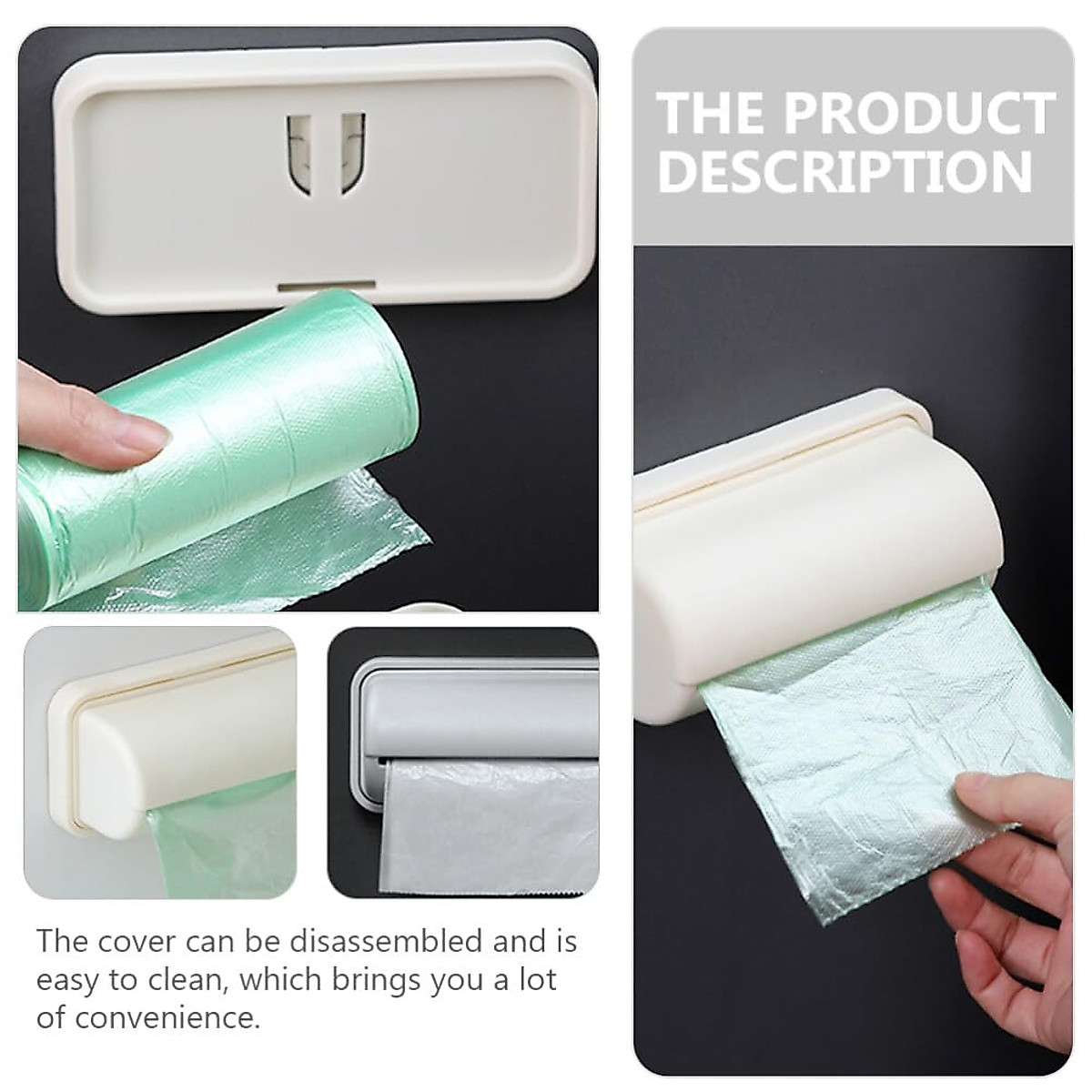 Garbage Bag Dispenser Roll Holder, Wall Mount Plastic Trash Bag Dispenser Single Side Loaded Organizer Storage Box Holder for Garbage Bag Grocery Bag Plastic Bag, 3pcs