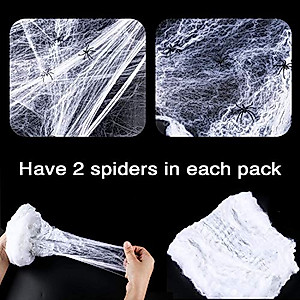 600sqft Halloween Stretch Spider Webs Indoor & Outdoor Spooky Spider Webbing with 56 Fake Spiders for Halloween Decorations