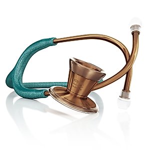 MDF Green Glitter Cyprium ProCardial Cardiology Stethoscope, Limited Edition Mprints, Lightweight Titanium, Adult, Dual Head, Green Glitter Tube, Cyprium Chestpiece-Headset, MDF797TGL21CP
