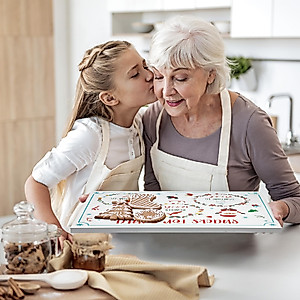 Layhit Santa Cookie Plate for Kids Christmas Cookies Plate Rectangle Wooden Santa Treat Tray Christmas Eve Tableware Putting Milk Mugs and Reindeer Snacks Cute Placemats for Xmas Decoration Supplies