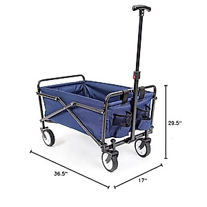 MACSPORTS Lightweight Collapsible Folding Outdoor Utility Wagon, Weight Capacity 150 LBS, Navy