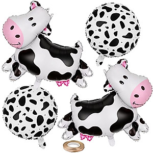 Foil Heart Balloon Heart Shaped Balloons -Love Mylar Balloons Balloons for Engagement Party Decorations,Mother's Day Decorations Wedding Birthday Anniversary (4Pcs Cow Balloons)