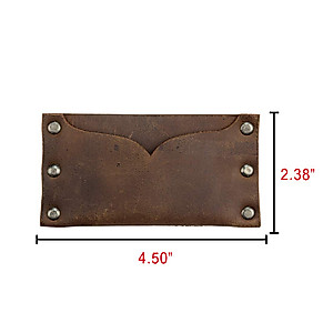 Hide & Drink, Leather Riveted Card Holder, Holds Up to 3 Cards, Cash Organizer, Accessories, Handmade Includes 101 Year Warranty :: Bourbon Brown