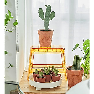 HM&DX Acrylic Folding Protable Step Ladder,Step Stools for Adults,1 Steps Adults,Small Foldable Chaie,Transparent Stool for Indoor Outdoor Library Kitchen(39.2 * 39 * 29.4cm, Transparent)