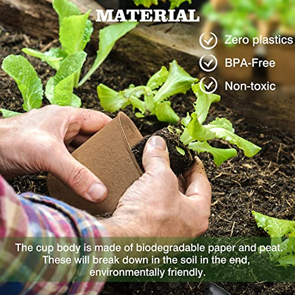 40Pcs 3.15 Inch Peat Pots, Biodegradable Eco-Friendly Round Plant Seedling Starters Kit, Seed Germination Trays with 10 Plant Labels for Flower Vegetable Tomato Saplings & Herb Seed Germination