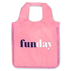 Kate Spade New York Pink Reusable Produce Bags, Shopping Tote with Zipper Storage Pouch, Lightweight Foldable Grocery Bag, Fun Day