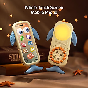 TUMAMA Baby Phone Toys, Kids Phone with Music, Lights, Chewy Teether and Rechargeable Batteries with Recording and Playback Functions, Best Pretend Phone Gift for Toddlers 1-3