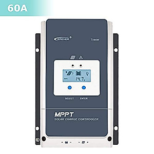 EPEVER 60A MPPT Solar Charge Controller 12/24/36/48VDC Automatically Identifying System Voltage with MT50 Remote Meter & Temperature Sensor RTS & Communication Cable RS485
