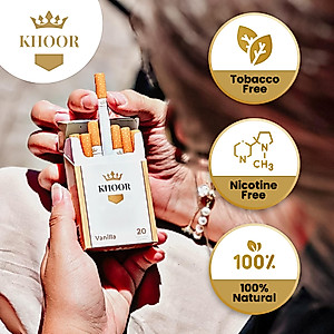 KHOOR Herbal Cigarettes - 2 Vanilla Packs, Non-Addictive, Tobacco-Free & Nicotine-Free, Traditional Cigarette Substitute, Premium Vanilla Flavor - 2 Packs (40 Sticks)