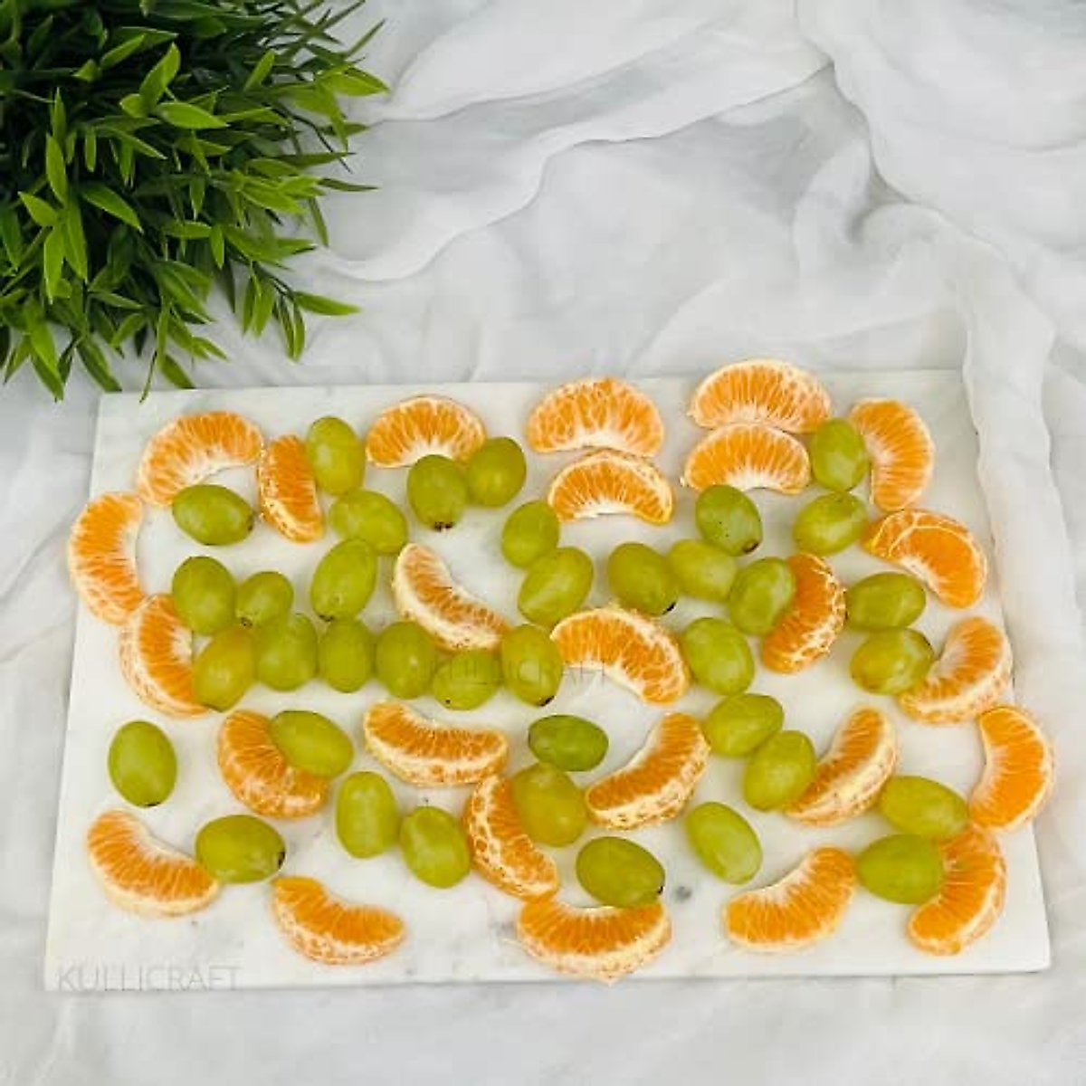 KC KULLICRAFT Home Basics Multi-Purpose Pastry Marble Tray Cutting Board Slab With Non-Slip Feet For Stability & Scratch Protection For Countertop. Easy To Clean,Trivet (8x12)