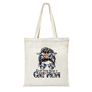 ZHANTUONE Kinda Busy Being a Cat Mom Canvas Tote Bag，Best Cat Mom Ever，Gifts for Cat Lovers for Women，Cat Mom Gifts for Women，Gift for Cat Mom，Funny Cat Mom Canvas Tote Bag，Cat Lover Gifts