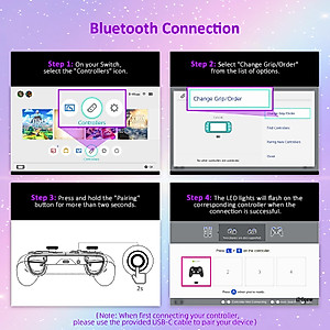 NexiGo Controller (No Deadzone) for Switch/Switch Lite/OLED, Bluetooth Wireless Controllers for Nintendo Switch with Vibration, Motion, Turbo and LED Light, Gift for Gamer Girls Boys (Violet Unicorn)