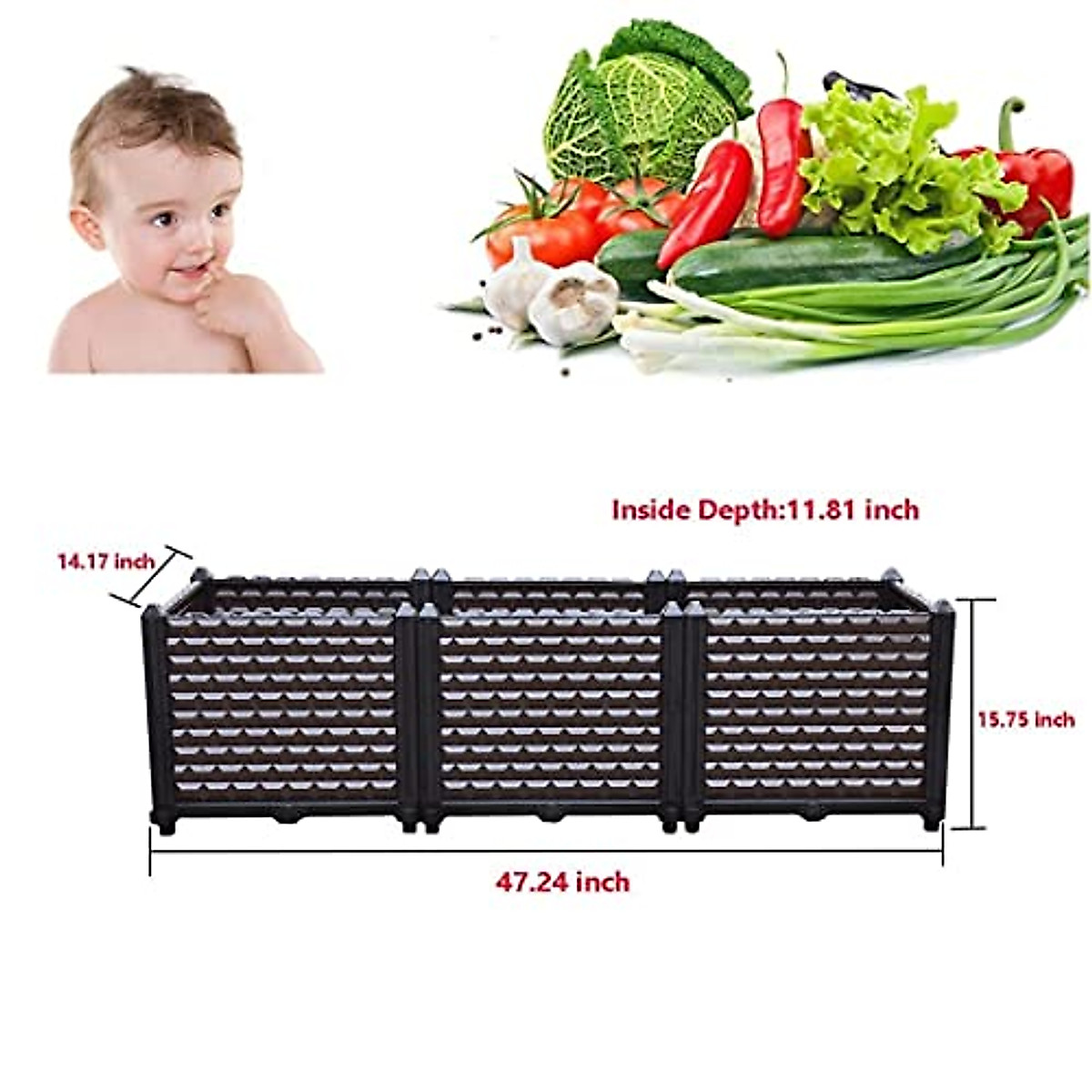tonchean Deepened Raised Garden Beds Kit Raised Planter Bed Raised Plant Containers Plastic Planter Grow Box for Fresh Vegetables, Herbs, Flowers & Succulents, Deepened.47.24 x 15.75 x 14.17 Inch