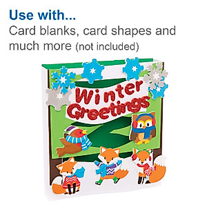Baker Ross FC285 Winter Woodland Foam Stickers - Pack of 200, Kids Stickers, Ideal for Children's Arts and Crafts Projects, Great for Card Making and Scrapbooking