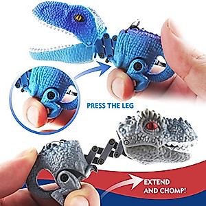 DINOBROS Surprise Eggs with Dinosaur Toys Inside, 4 Plastic Egg Toys Filled with Dino Chomper Keychains Birthday Party Favors for Boys and Girls