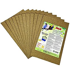 S&X Gravel Paper for Bird Cage 12-Pack 16” x 10” Gravel Liner Paper Sand Sheets Bird Cage Liners