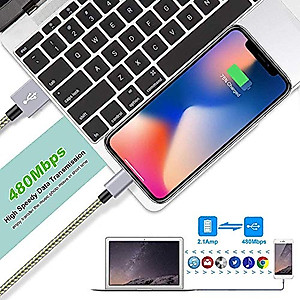 iPhone Charger, 5Packs(3ft 3ft 6ft 6ft 10ft)Charging Cable MFi Certified USB Lightning Cable Nylon Braided Fast Charging Cord Compatible for iPhone13/12/11/X/Max/8/7/6/6S/5/5S/SE/Plus/iPad(GoldenGrey)