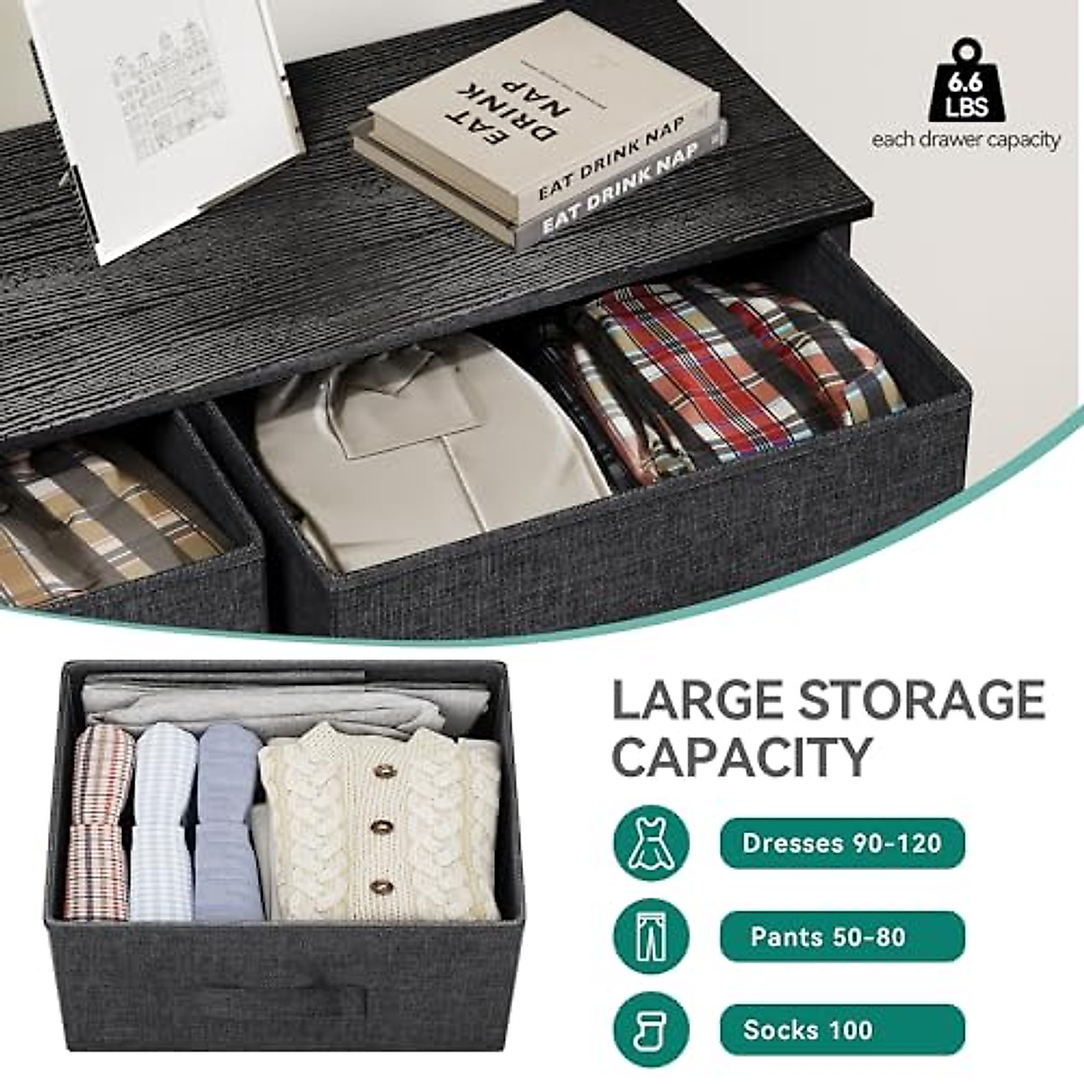 YITAHOME Storage Tower Unit with 8 Drawers - Fabric Dresser with Large Capacity, Organizer Unit for Bedroom, Living Room & Closets - Sturdy Steel Frame, Wooden Top & Easy Pull Fabric Bins (Graphite)