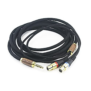 NewFantasia 4.4mm Balanced Cable Compatible with Audeze LCD-2, LCD-4, LCD-3, LCD-X, LCD-XC Headphone Upgrade Replacement Audio Cable 6N OCC Copper Silver Plated Cord Walnut Wood Shell 6.6ft
