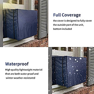 Qualward Window Air Conditioner Cover for Outside Unit, AC Covers for Outdoor Window Small Size - 21.5"W x 16"D x 15"H Inches, Blue