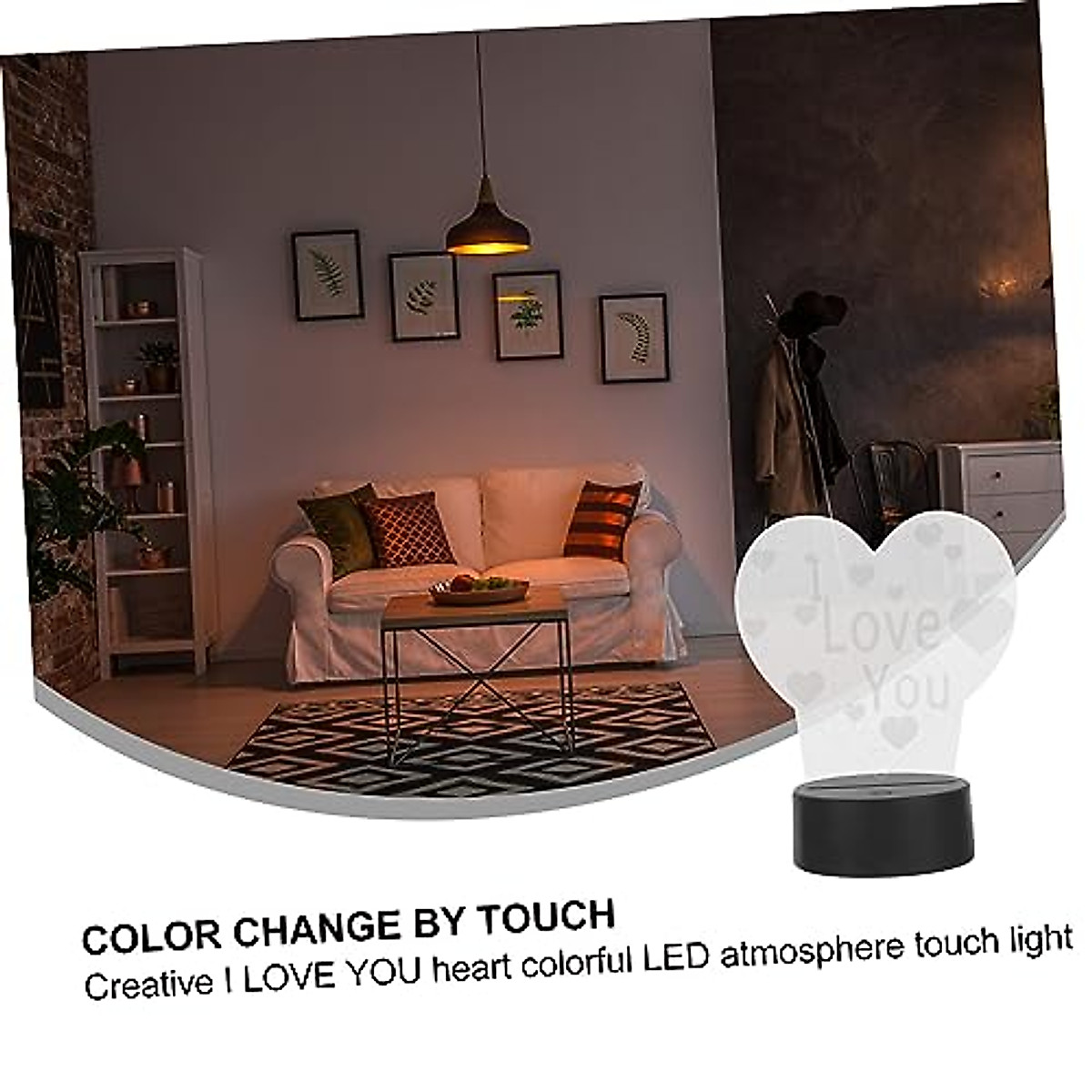 ARTIBETTER 1pc Love Colorful Night Lamp Bedroom Atmosphere Light Party Decorative Light 3D Party Night Light Romantic Night Light Romantic Gift Love Night Lights LED Night Lights Desk Topper