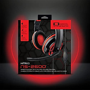 Nyko Ns-2600 Wired Headset for Nintendo Switch, Switch OLED & Switch Lite - Lightweight Headphones w/ Adjustable Microphone - Compatible w/ PC, PS4 & PS5 - Nintendo Switch Accessories (Black and Red)