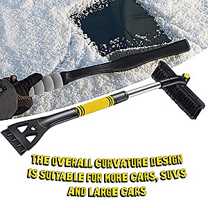 ijoltz Car Snow Brush, 31" Extendable Ice Scraper & Snow Brush - Detachable Snow Removal Broom with Foam Grip Auto Windshield Snow Brush for Small Car Truck SUV + Ice Scraper