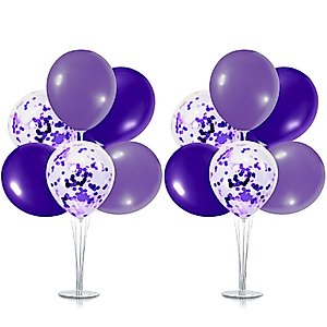 Nelbiirth Purple Balloon Stands Kit,Table Balloon Stand Holder Centerpieces - Perfect for Birthday/Retirement/2024 Graduation/Anniversary Party Occasions Decorations. - 2 Sets