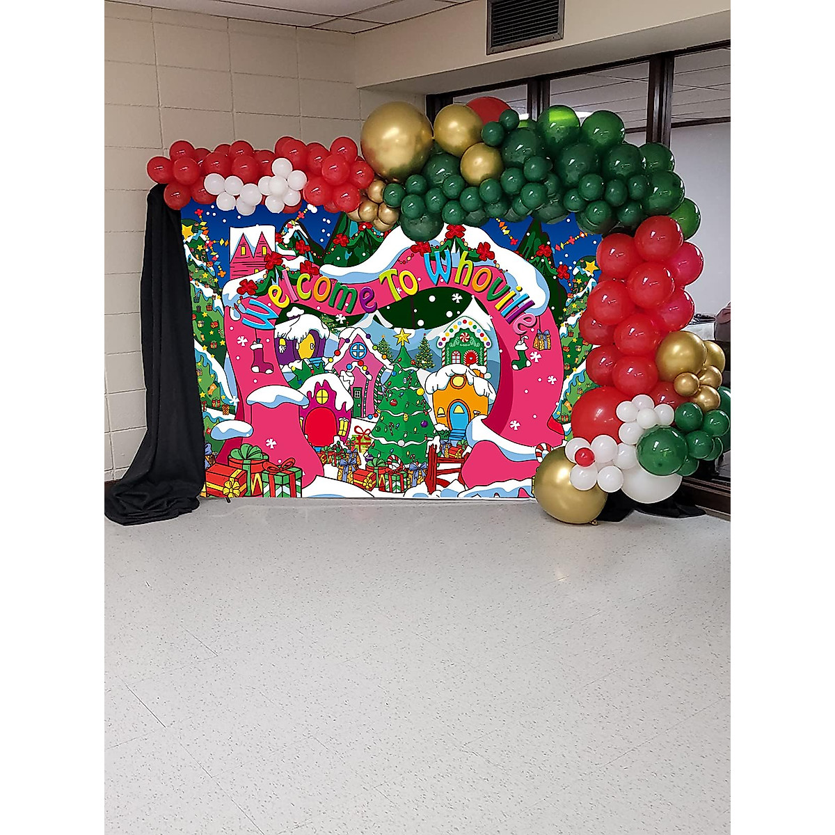 Welcome to Whoville Backdrop 8x6FT Winter Christmas Village Photography Background for Kids First Birthday Baby Shower Happy New Year Xmas Holiday Party Decoration Supplies Photo Props