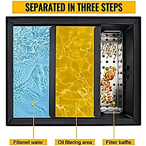 Commercial Grease Interceptor, 8-70 LBS Capacity, Under Sink Grease Trap With 4-35 GPM Flow Rate, Coated Carbon Steel Grease Interceptor With Side Water Inlet, For Restaurant Factory Kitchen, 8 LB