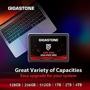 Gigastone Game Turbo 256GB SSD SATA III 6Gb/s. 3D NAND 2.5" Internal Solid State Drive, Read up to 520MB/s. Compatible with PC, Desktop and Laptop, 2.5 inch 7mm (0.28”)