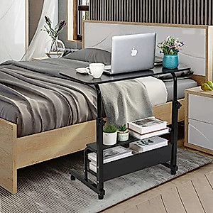 Laptop Desk Removable and Adjustable Height Table for Bedroom Bedside Table Lazy Sofa Table Minimalist Office Desk Home Student Writing Desk Desk, Small Standing Desk with Storage TV Tray Table.Black