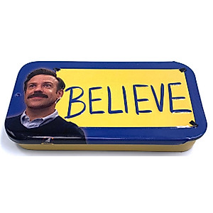 Ted Lasso Believe In Believe Blue Raspberry Flavored Candy - (1) Collectible Slide off top Tin filled with candies featuring Ted Lasso
