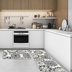 Sofort Kitchen Mat, Cushioned Anti Fatigue Kitchen Rug Set, 2 Pieces Non Slip Waterproof Kitchen Mats for Floor, Comfort Heavy Duty Standing Mat for Kitchen, Laundry, Sink, Office, Desk