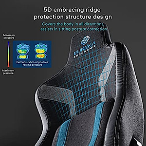 EUREKA ERGONOMIC Python Gaming Chair, Computer Gamer Chair with Lumbar Support, High Back Office Chair 4.7in Seat Thicker Cushion, Most Comfortable Home Office Chair for Back Pain Women, Men（Blue）