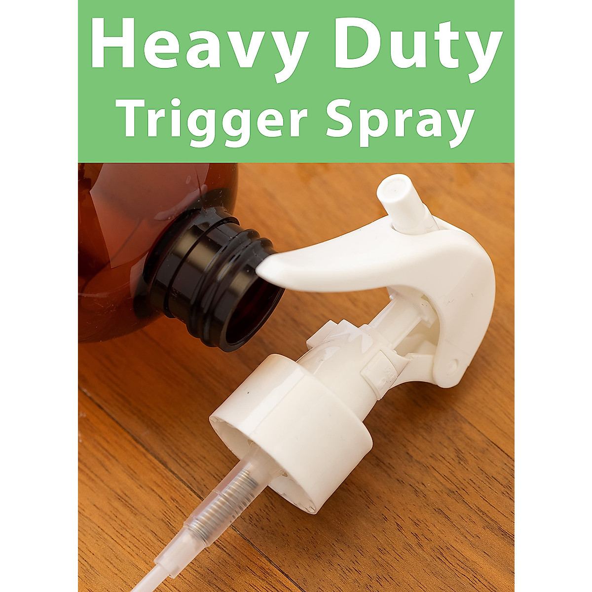 JUVITUS 16 oz / 500 ml Amber Slim PET Plastic Bottles (BPA Free) with White Trigger Spray Top (6 Pack)