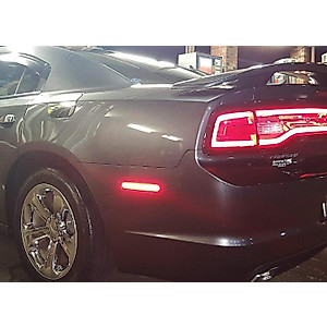 iJDMTOY 75-090-Smoked-Red Smoked Lens Red Full LED Rear Side Marker Light Kit for Dodge 2008-14 Challenger & 2011-14 Charger, Powered by 36 LED Diodes, Replace OEM Back Sidemarker Lamps