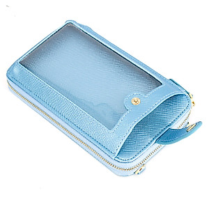 Womens Small Crossbody Bag Shoulder Purse Touch Screen Cellphone Wallet Handbag (A-Ice Blue)