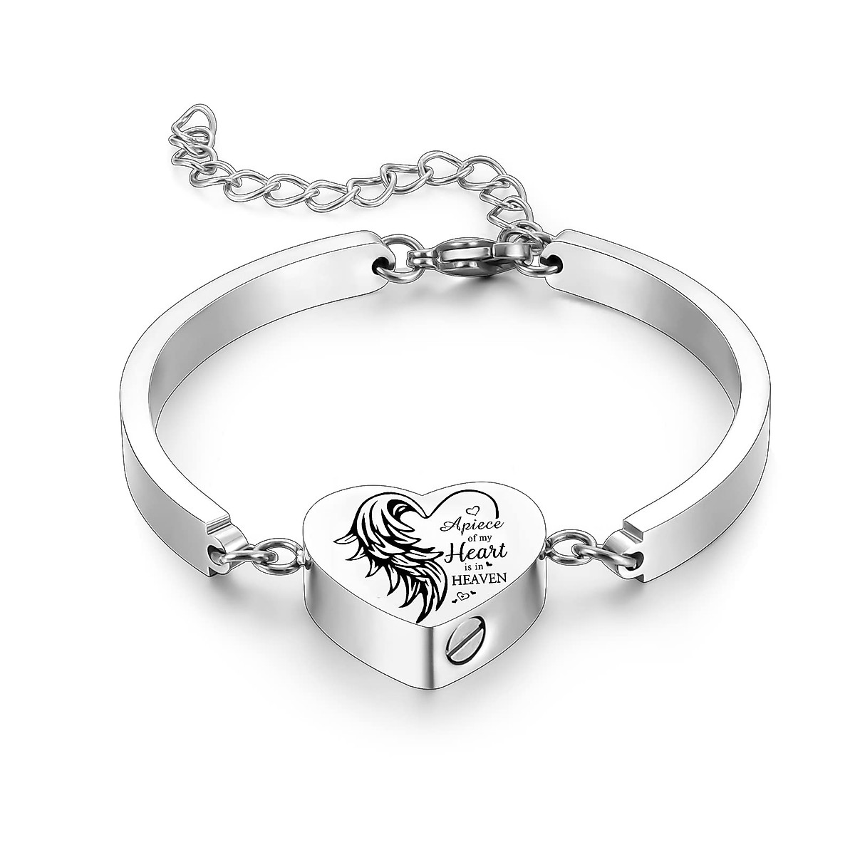 Yinplsmemory Cremation Jewelry Heart Urn Bracelet for Ashes for Women Men Adjustable Urn Cuff Bracelet for Human Pet Ashes Keepsake Memorial Jewelry