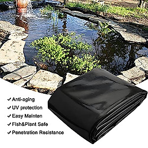 Inslat 14.5 Mil Pond Liner, 7x10 Ft Pond HDPE Skins Small Fish Pond Liners Rubber Pond Tarp Easy Cutting Underlayment for Fountains, Waterfall & Water Gardens