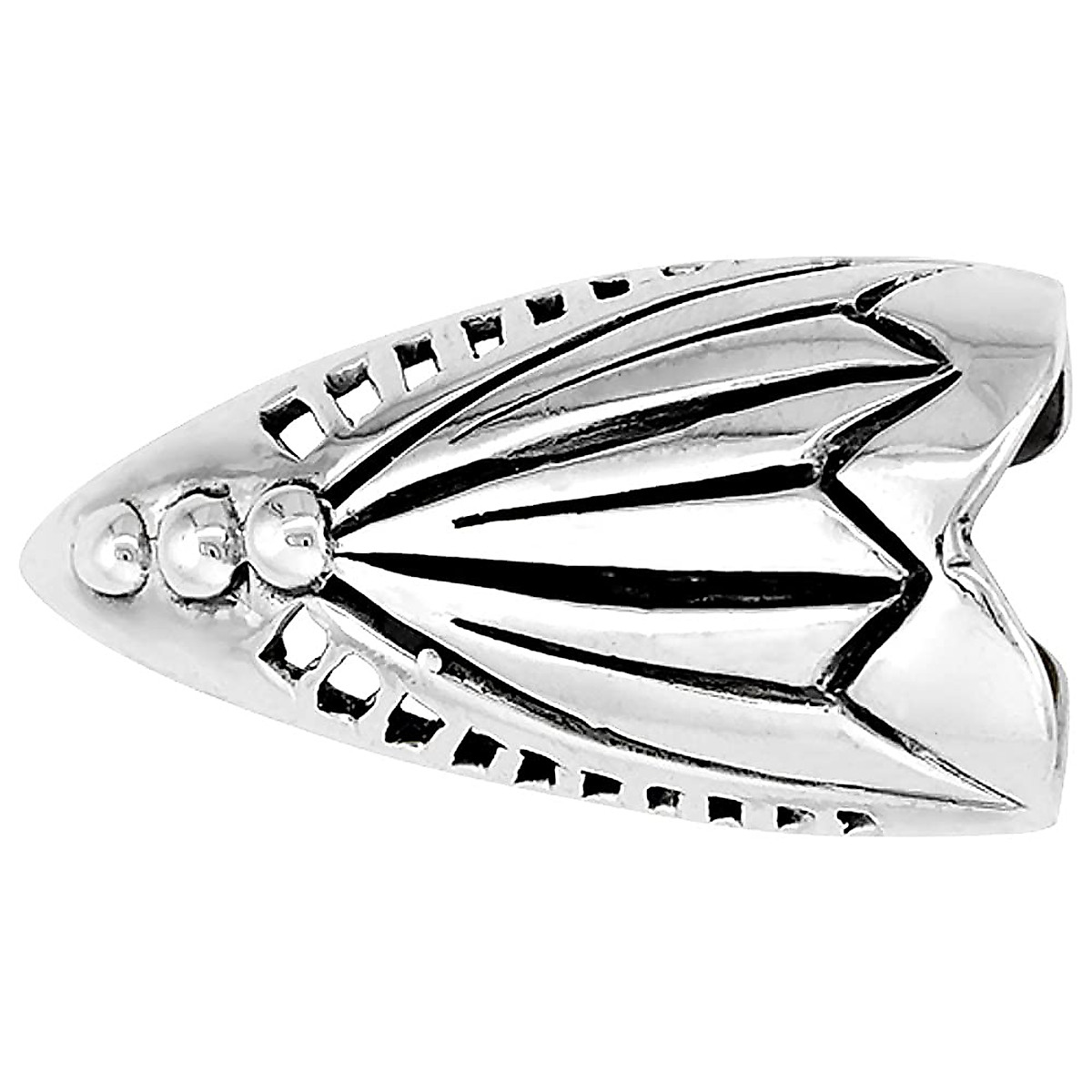 Sterling Silver Fingertip Ring for Women Moth Design 1 5/16 inch (33mm) long
