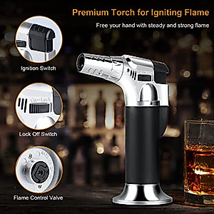 Cocktail Smoker Kit with Torch with 10 Flavors Wood Chips, Old Fashioned Whiskey Smoker Kit, Drink Smoker Infuser Kit Gifts for Men, Dad, Husband (Without Butane)