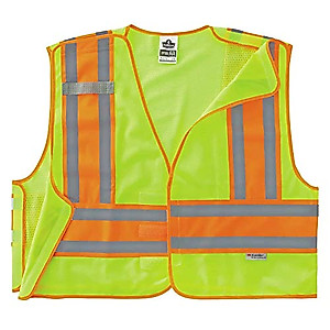 Public Safety Reflective Vest, High Visibility, ANSI Compliant, Breakaway, 6XL/7XL, Ergodyne GloWear 8245PSV,Lime