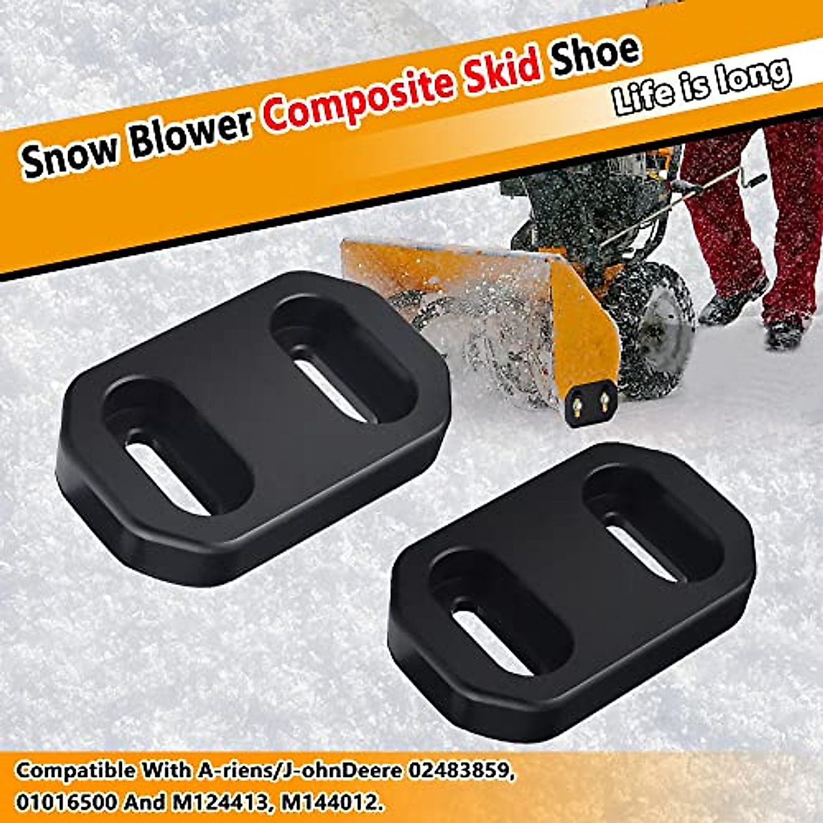 ZHIXING M144012 780-286 Snowblower Composite Skid Compatible with A-riens 02483859 01016500 A108BD, for JohnD-eere M124413 M144012 Snowblower Models.