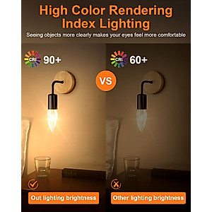 MEQIQTEK E12 60 Watt Incandescent Candle Light Bulbs, Chandelier Light Bulbs for Ceiling Fan, Vanity, Outdoor - Warm White 2500K, 500 Lumen Dimmable B10 Clear Candelabra Base Bulbs (12 Pack)