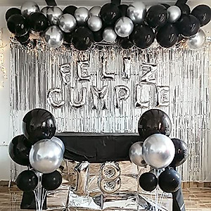 RUBFAC 129pcs Black Balloons Latex Balloons Different Sizes 18 12 10 5 Inch Party Balloon Kit for Birthday Party Graduation Baby Shower Wedding Holiday Balloon Decoration