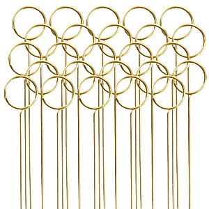 Bonsicoky 30 Pack Gold Floral Card Holder Picks - 13.2" Metal Gift Card Holder - Heart Shaped Place Card Holder for Wedding Birthday Party Bouquet Decorations
