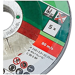Bosch 2609256334 Cutting Disc Set with Depressed Center for Stone (5-Piece)