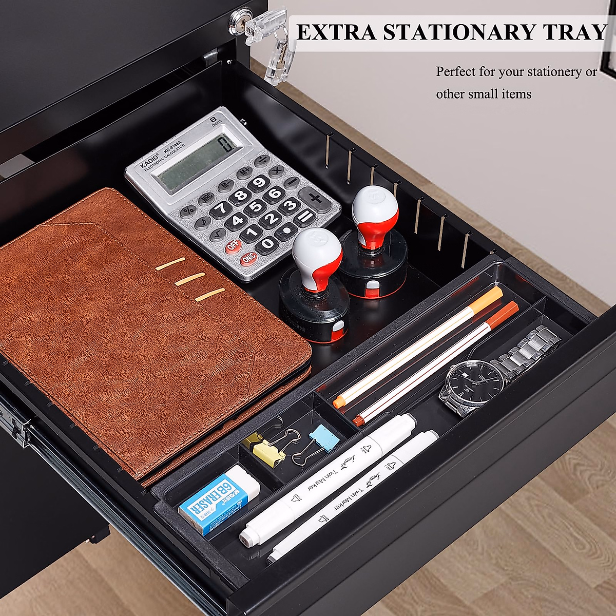 GOOGIC 3-Drawer Mobile File Cabinets Rolling Metal Filing Cabinet for Legal & Letter File Anti-tilt Design with Lock Under Desk Office Drawers Fully Assembled Except Casters Black